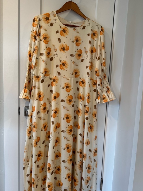 bohme | Dresses | Bohme Cream Maxi Dress With Orange Floral Print ...